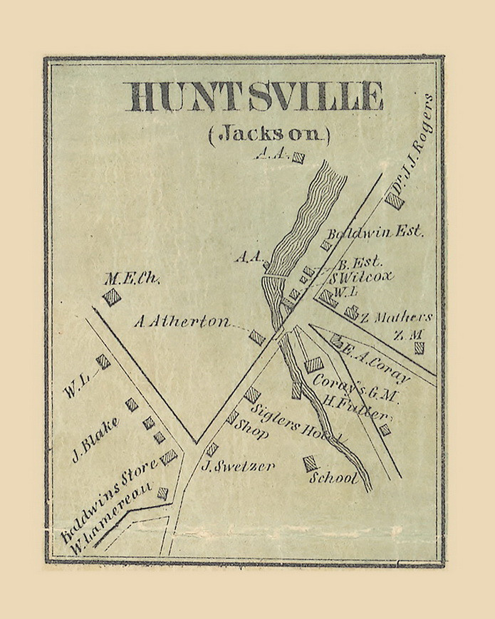Huntsville, Jackson Township, Pennsylvania 1864 Old Town Map Custom ...