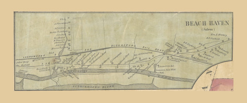Beach Haven, Salem Township, Pennsylvania 1864 Old Town Map Custom ...