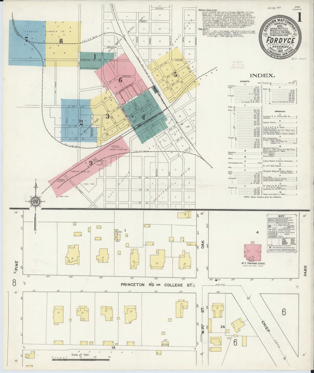 Fordyce, Arkansas 1912 - Old Map Arkansas Fire Insurance Index - OLD MAPS