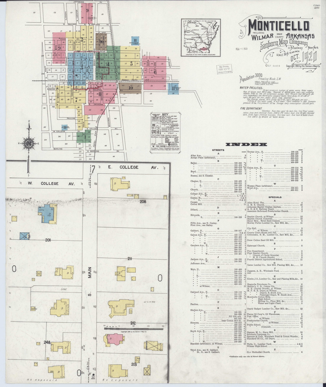 Monticello, Arkansas 1920 - Old Map Arkansas Fire Insurance Index - OLD ...