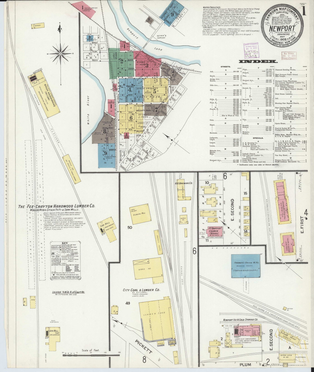 Newport, Arkansas 1908 - Old Map Arkansas Fire Insurance Index - OLD MAPS