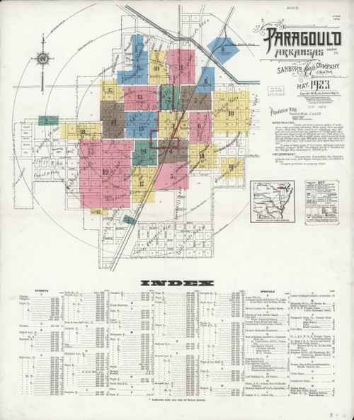 Paragould, Arkansas 1923 - Old Map Arkansas Fire Insurance Index - OLD MAPS