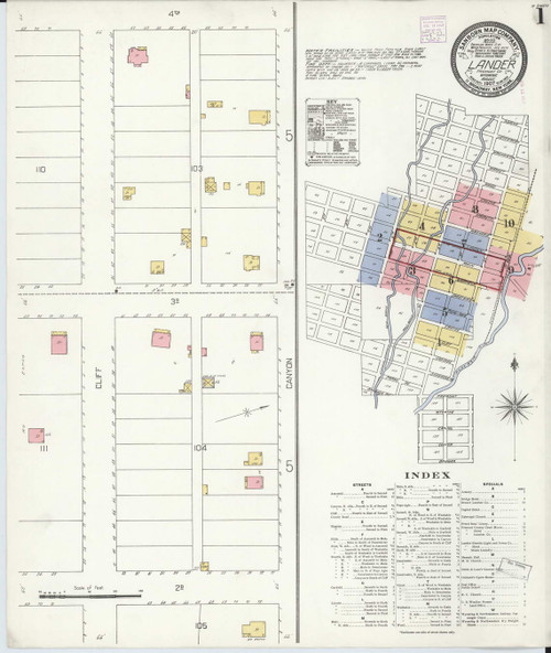 Lander, Wyoming 1907 - Old Map Wyoming Fire Insurance Index - OLD MAPS