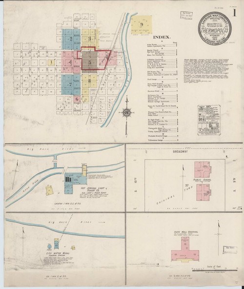 Thermopolis, Wyoming 1918 - Old Map Wyoming Fire Insurance Index - OLD MAPS