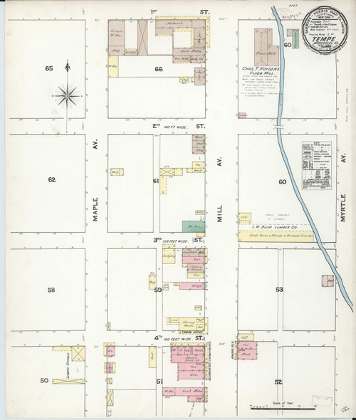 Tempe, Arizona 1890 - Old Map Arizona Fire Insurance Index - OLD MAPS