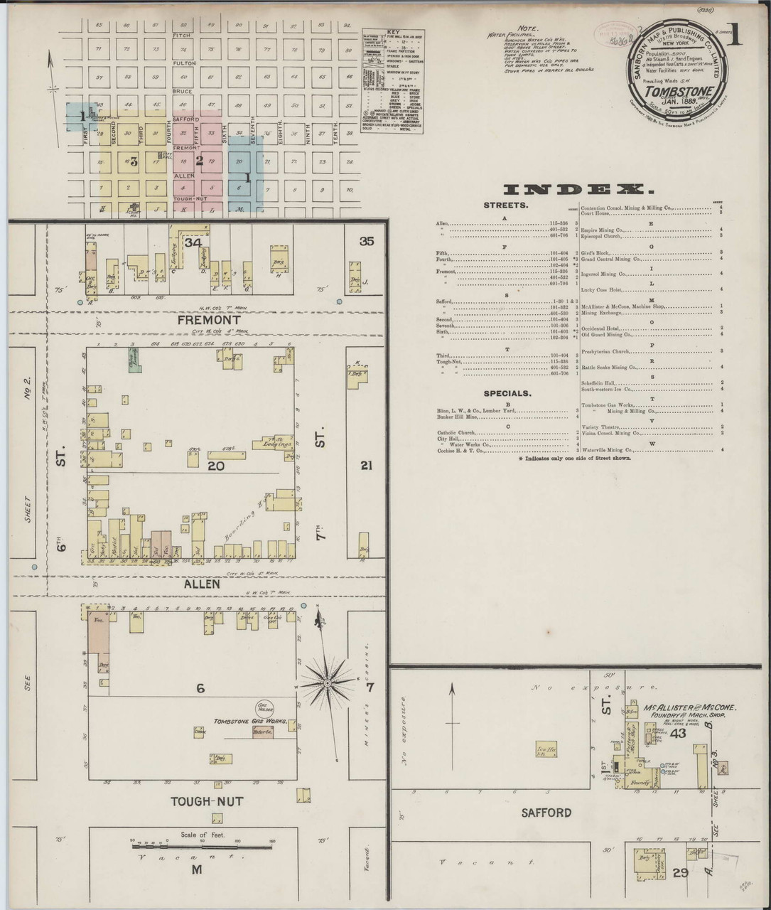 Tombstone, Arizona 1889 - Old Map Arizona Fire Insurance Index - OLD MAPS