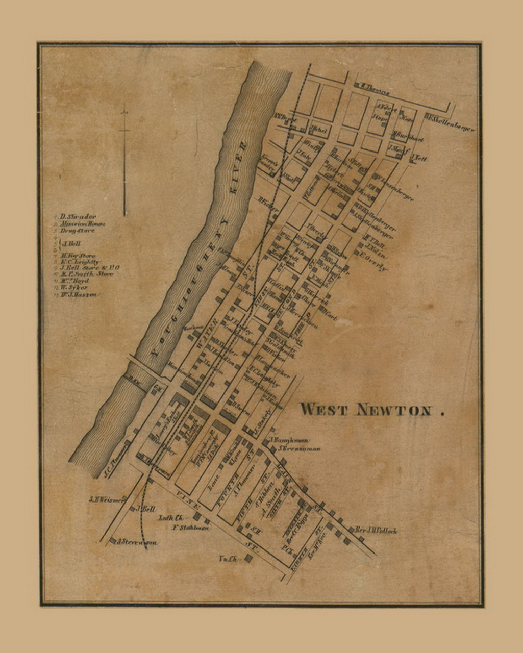West Newton Village, South Huntingdon Township, Pennsylvania 1857 Old ...