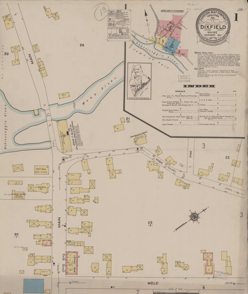 Dixfield, Maine 1922 - Old Map Maine Fire Insurance Index - OLD MAPS