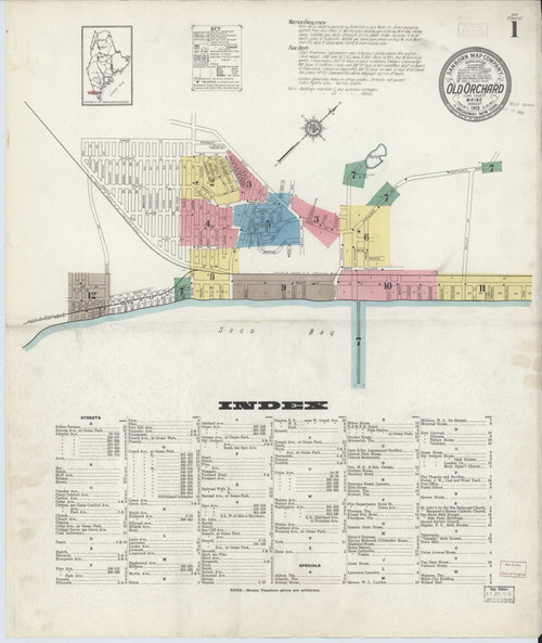 Old Orchard, Maine 1913 - Old Map Maine Fire Insurance Index - OLD MAPS