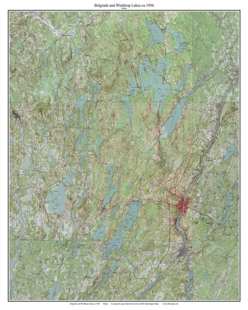 Belgrade and Winthrop Lakes 1956 - Custom USGS Old Topo Map - Belgrade ...