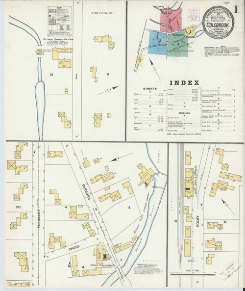 Colebrook, New Hampshire 1904 - Old Map New Hampshire Fire Insurance ...