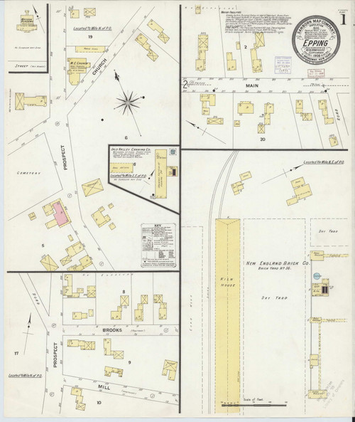 Epping, New Hampshire 1908 - Old Map New Hampshire Fire Insurance Index ...