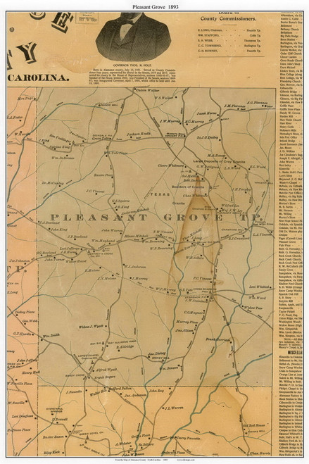 Pleasant Grove Township, North Carolina 1893 Old Town Map Custom Print ...