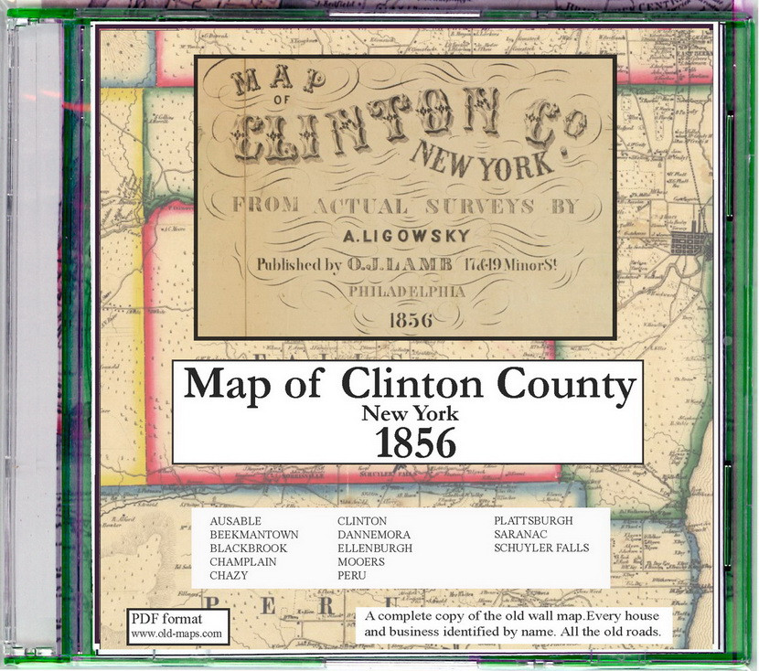 Map of Clinton County, New York, 1856, CDROM Old Map - OLD MAPS