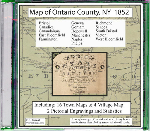 Map Of Ontario County New York 1852 Cdrom Old Map Old Maps