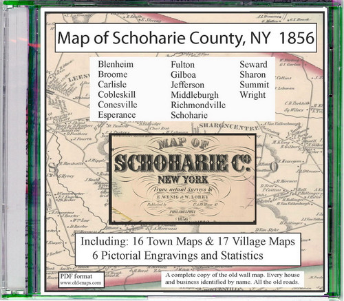 Map of Schoharie County, New York, 1856, CDROM Old Map - OLD MAPS