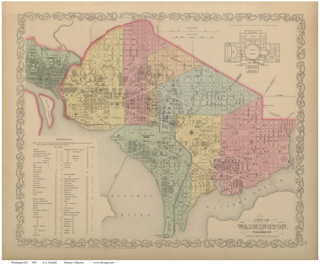 Washington DC 1859 - Johnson - Old Map Reprint - OLD MAPS