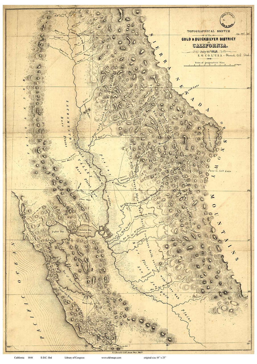 California 1848 Ord - Old State Map Reprint - OLD MAPS