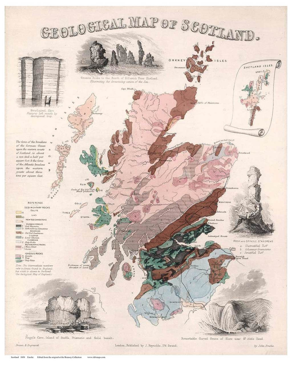 Scotland 1850 Emslie - Old Map Reprint - OLD MAPS