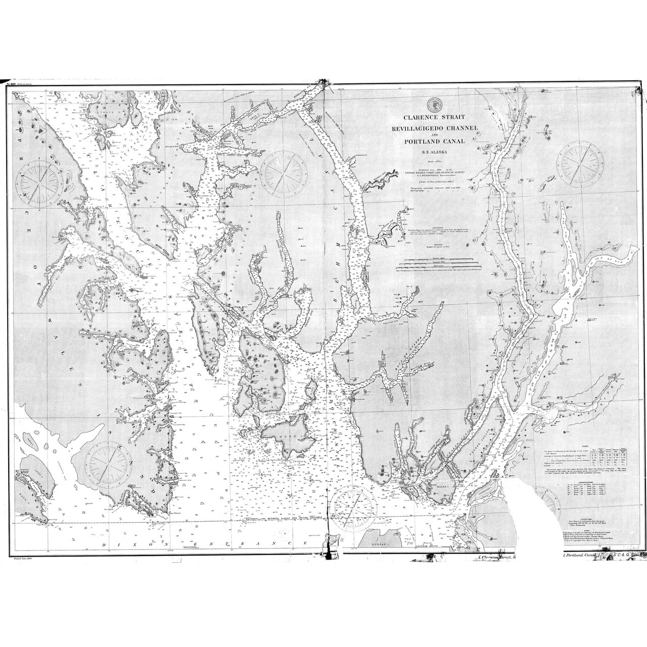 Revillagigedo Channel and Portland Canal 1894 Nautical Chart 200,000 ...
