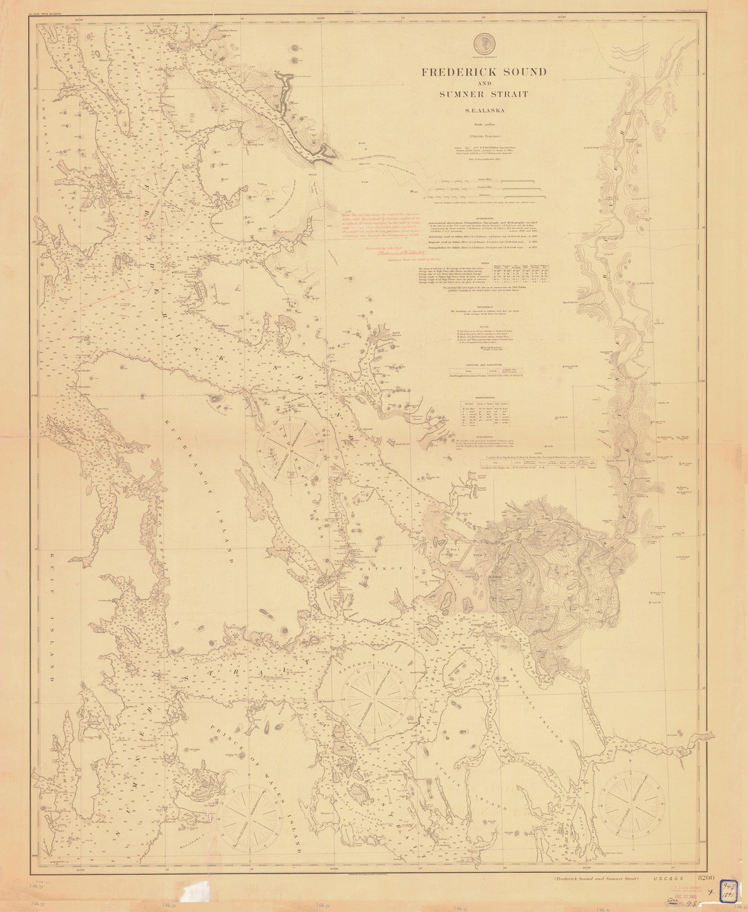 Frederick Sound and Sumner Strait 1895 Nautical Chart 200,000 Scale ...