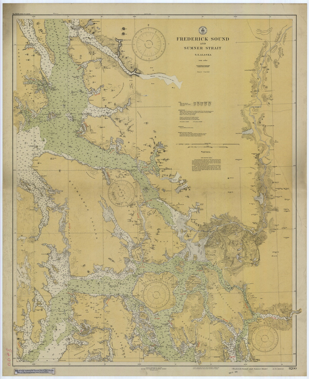 Frederick Sound and Sumner Strait 1931 Nautical Chart 200,000 Scale ...