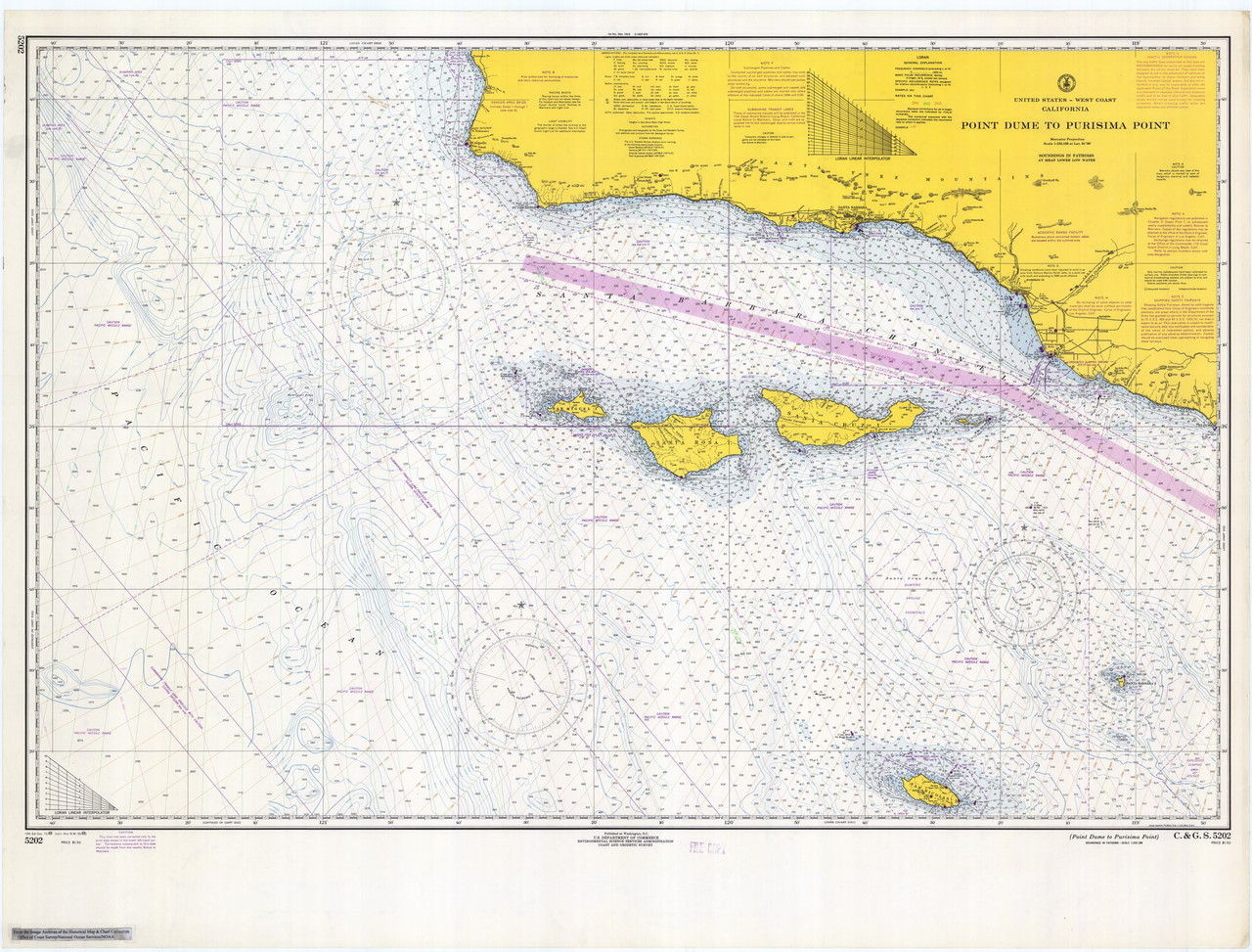 Point Dume to Purisma Point 1969 Nautical Map Reprint 5202 California ...