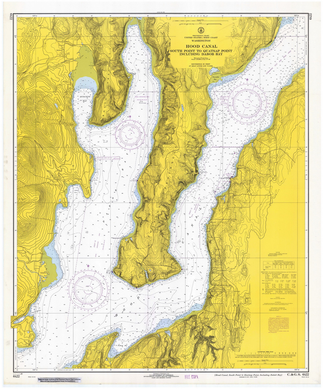 Hood Canal - South Point to Bangor 1968 - Old Map Nautical Chart PC ...