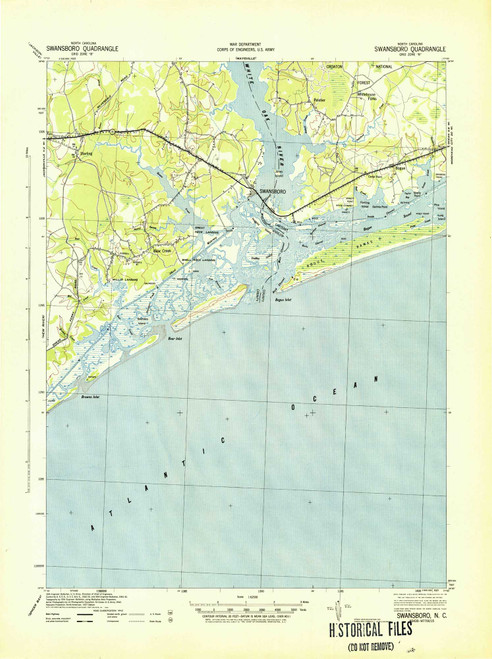 Swansboro, North Carolina 1942 (193) USGS Old Topo Map 15x15 Quad - OLD ...