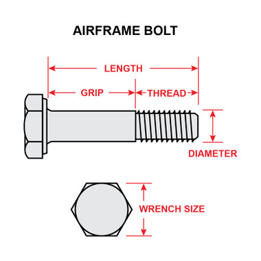 AN4-6A AIRFRAME BOLT - 1/4 X 25/32 INCH - Univair Aircraft Corporation