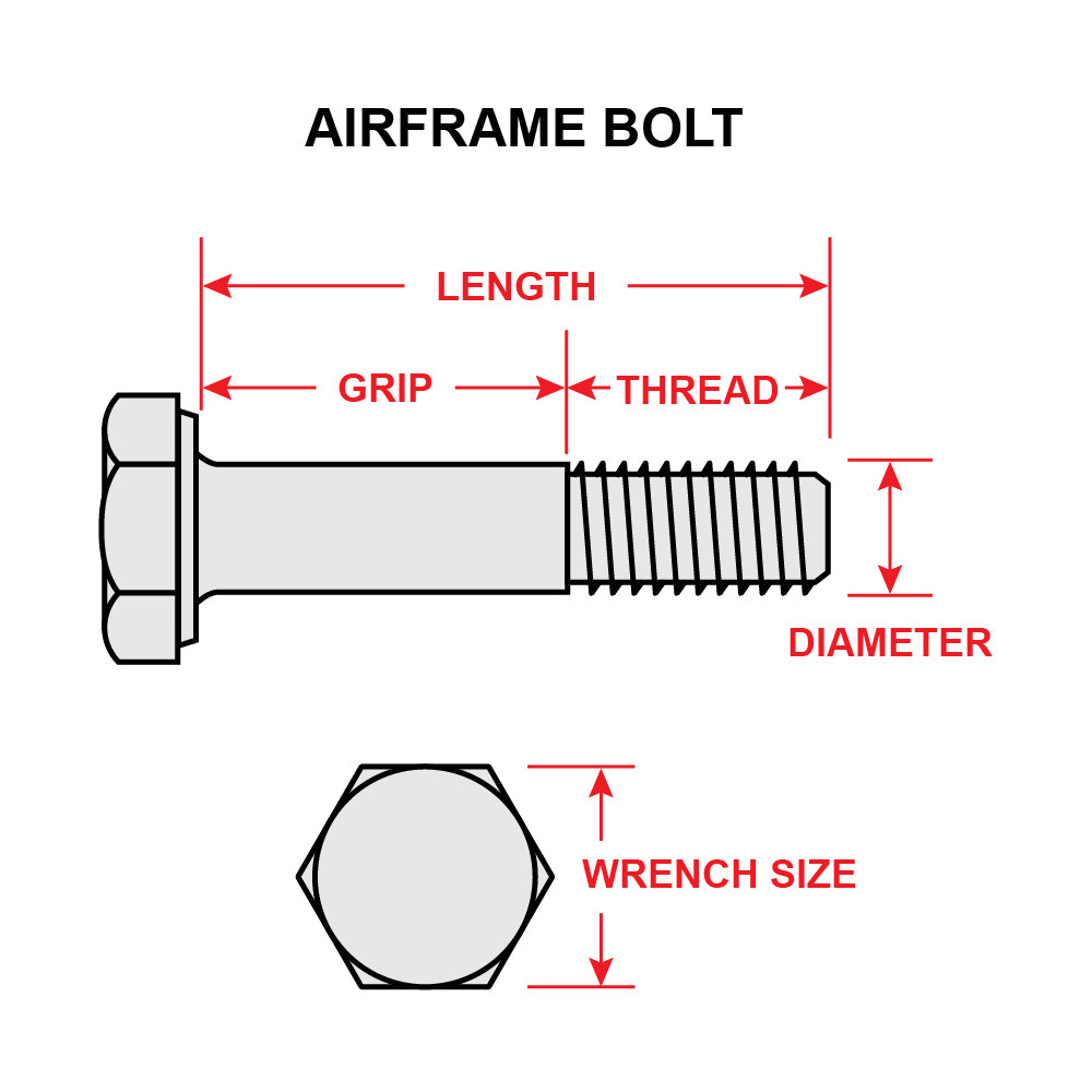 AN4-7A AIRFRAME BOLT - 1/4 X 29/32 INCH - Univair Aircraft Corporation