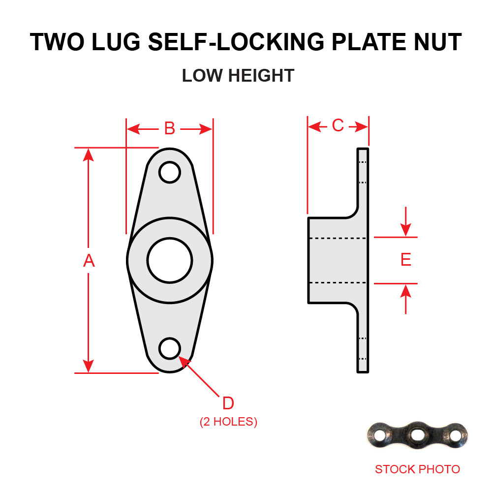 MS21047-6 TWO LUG SELF-LOCKING PLATE NUT - Univair Aircraft Corporation