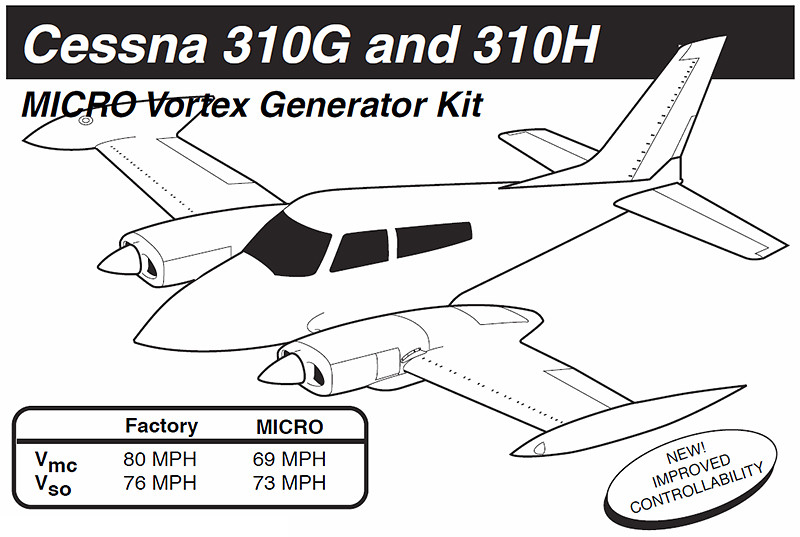 VG5025 MICRO VORTEX GENERATOR KIT - CESSNA 310G-J - Univair Aircraft ...