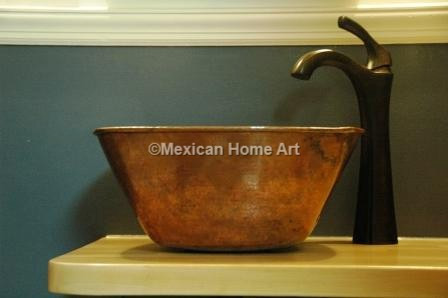 Copper Vanity Vessel Sink Rectangular 15X12X6.5 - Bathroom Design