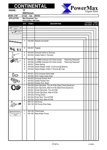 Continental "R" Continental R688 Renault Gas | Engine Parts