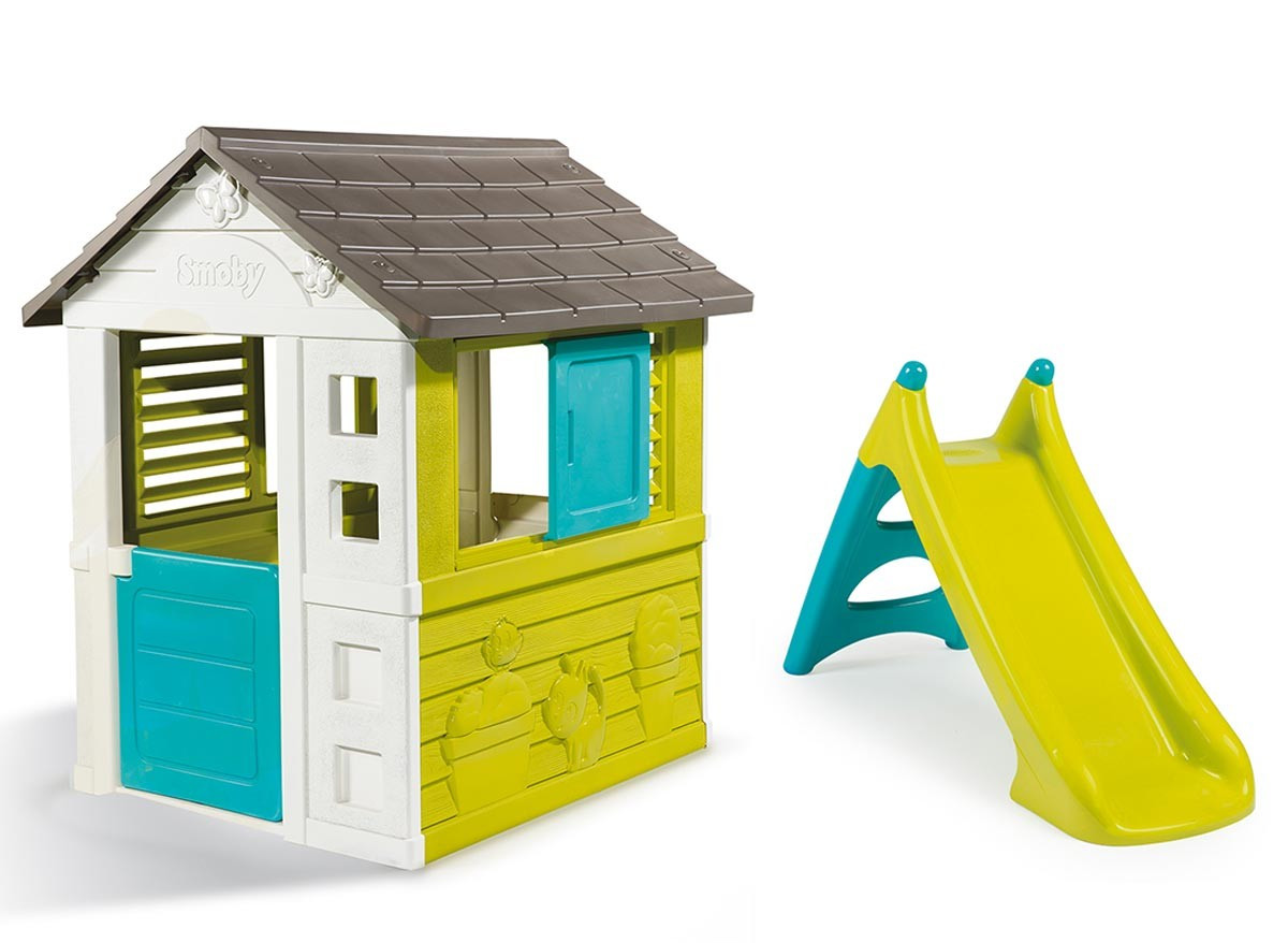 Smoby Pretty Maison Kid's Garden Playhouse & Slide