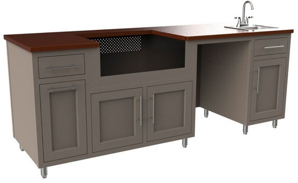 Challenger Coastal Outdoor Kitchen, Delta Heat Grill, Refrigerator