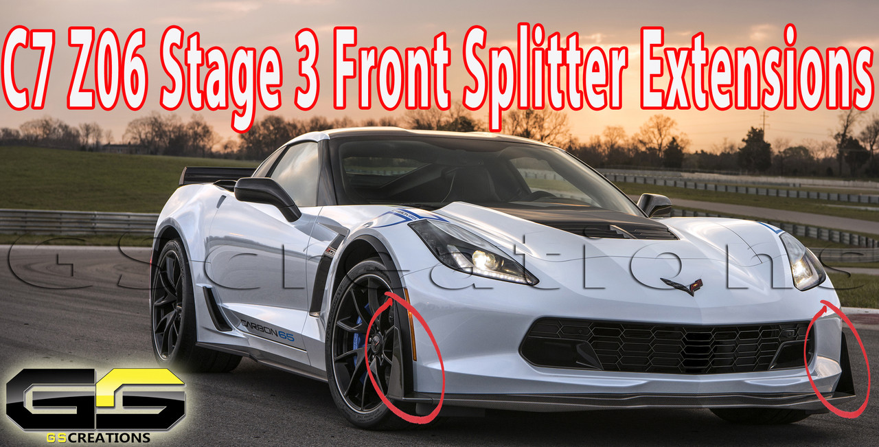 2015-2019 C7 Corvette GM C7 Z06 Stage 3 Front Splitter Extensions ...