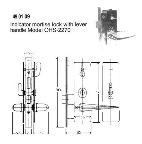 INDICATOR MORTISE LOCK WITH LEVER HANDLE OHS#2270 IMPA 490109