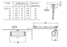 DOOR CLOSER STANDARD MAXIMUM DOOR WEIGHT 45KGS IMPA 490602