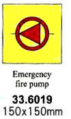 FIRE CONTROL SIGN EMERGENCT FIRE PUMP 150X150MM - IMPA 336019