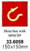 FIRE CONTROL SIGN HOSE BOX W/ SPRAY/JET 150X150MM - IMPA 336058