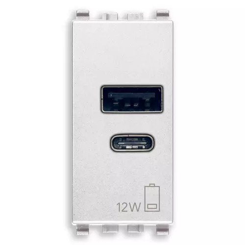 VIMAR EIKON A+C-USB supply unit 12W2,4A5V 1M white - 20292.AC. B ...