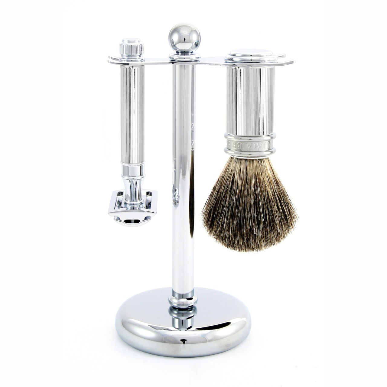 Edwin Jagger Chrome Lined DE Shaving Set w/ badger brush - Mens Room ...