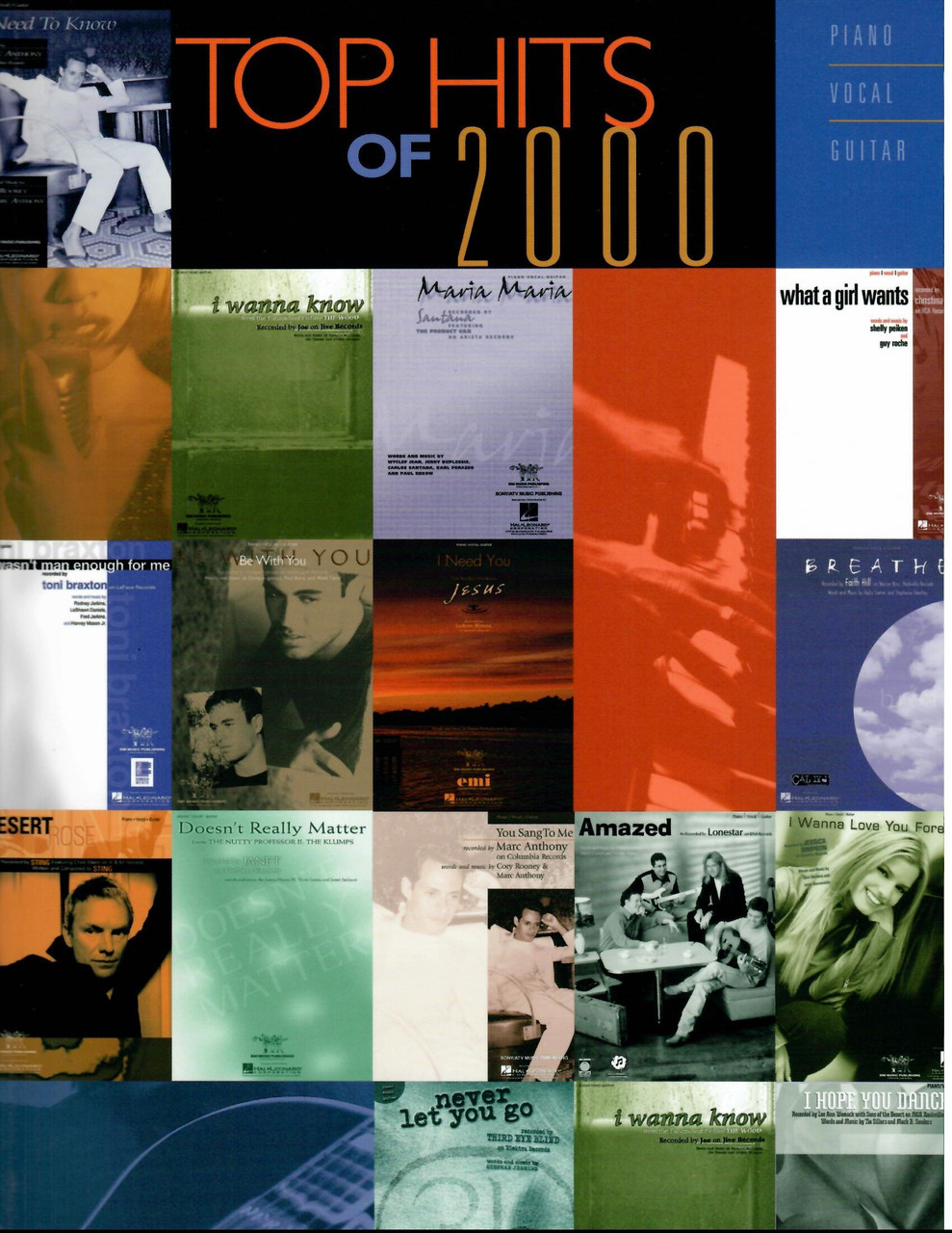 Top Hits of 2000 Sheet Music Songbook Arranged for Piano-Vocal-Guitar ...