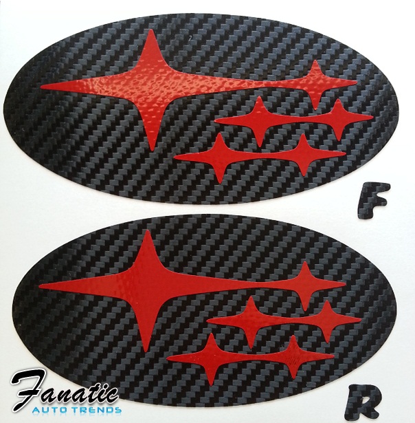 13 Subaru XV Crosstrek Precut Carbon Fiber Emblem Front/Rear Overlays