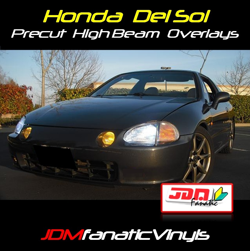 1993-1997 Honda Del Sol Preuct Yellow High Beam Head Light overlays Tint