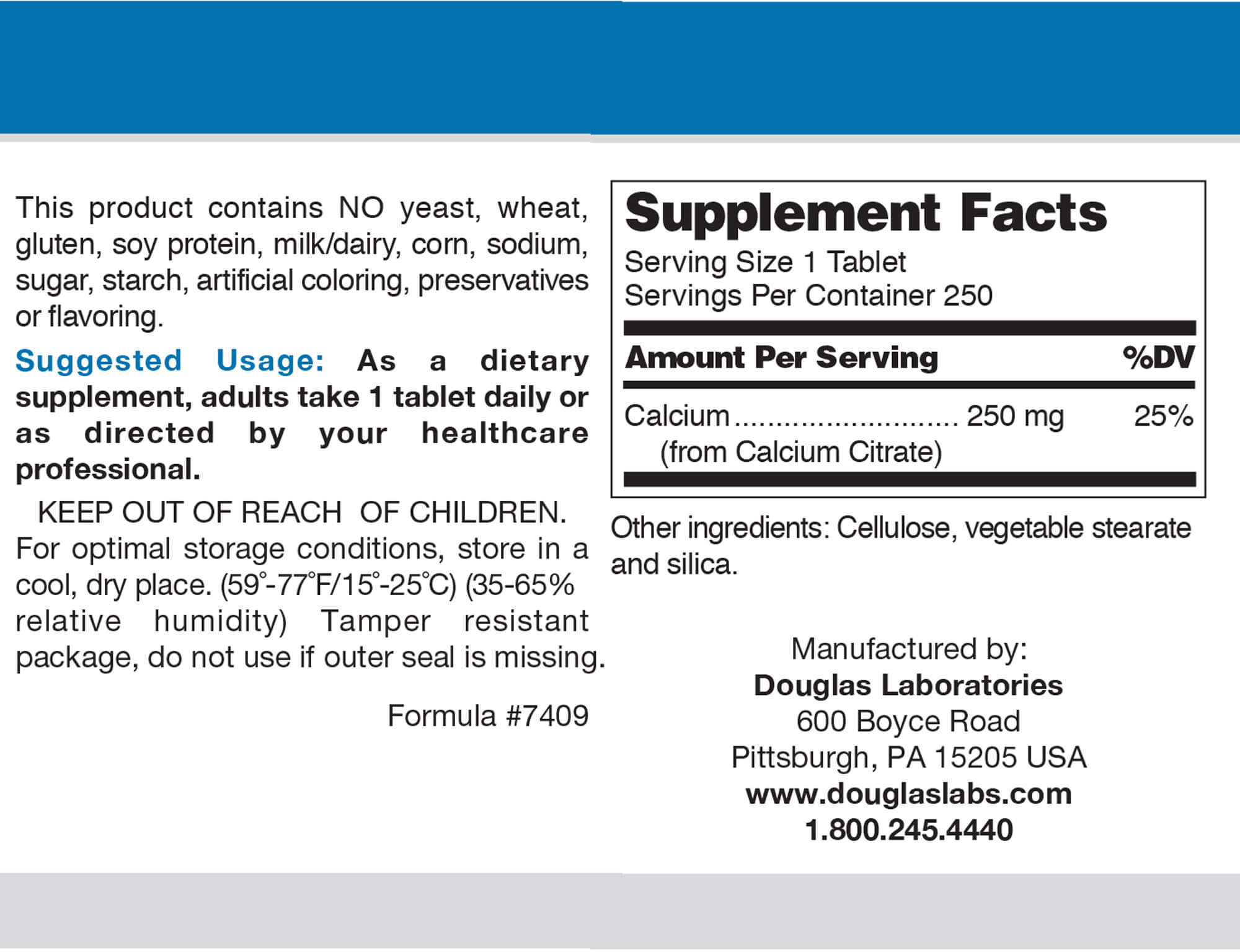 Douglas Laboratories Calcium Citrate (250mg) - 250 Tablets|Oakway Naturals