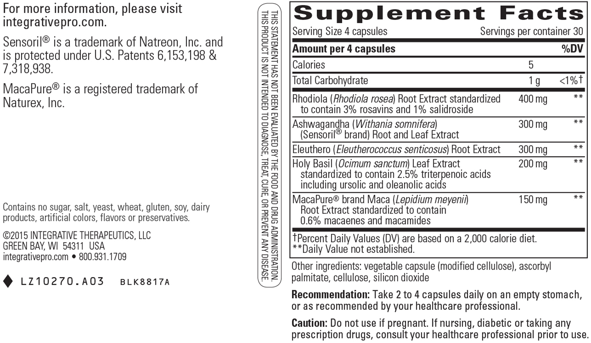 Integrative Therapeutics HPA Adapt 120 Veg Capsules|Oakway Naturals