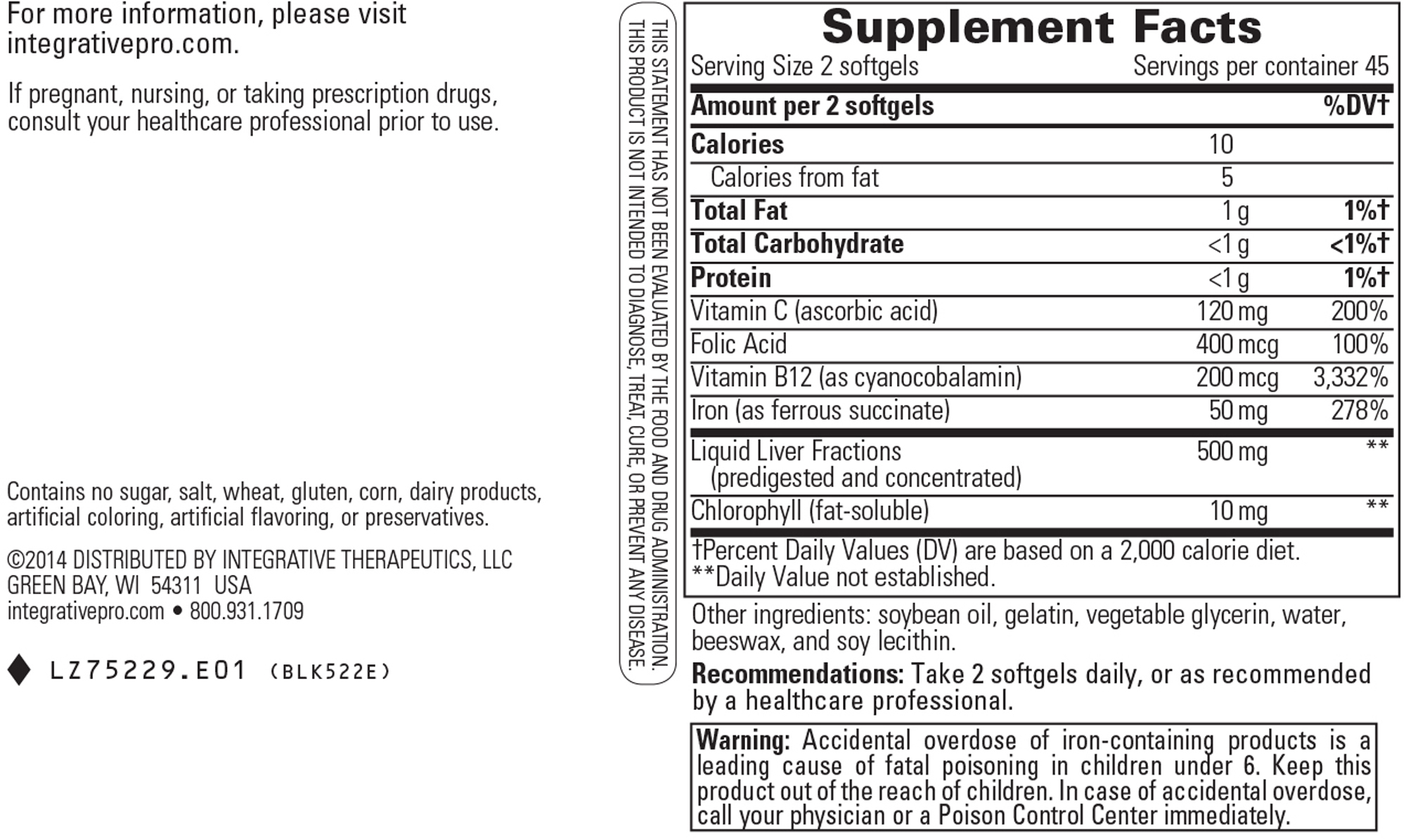 Integrative Therapeutics Iron Complex 90 Softgels|Oakway Naturals
